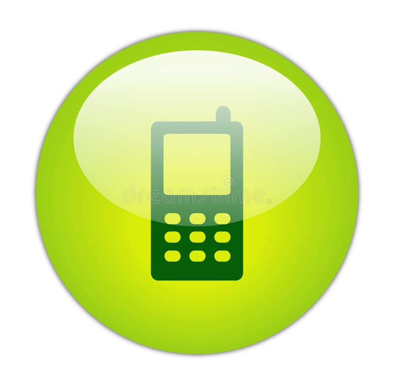 Glassy Green Mobile Phone Icon Stock Illustration - Illustration of ...