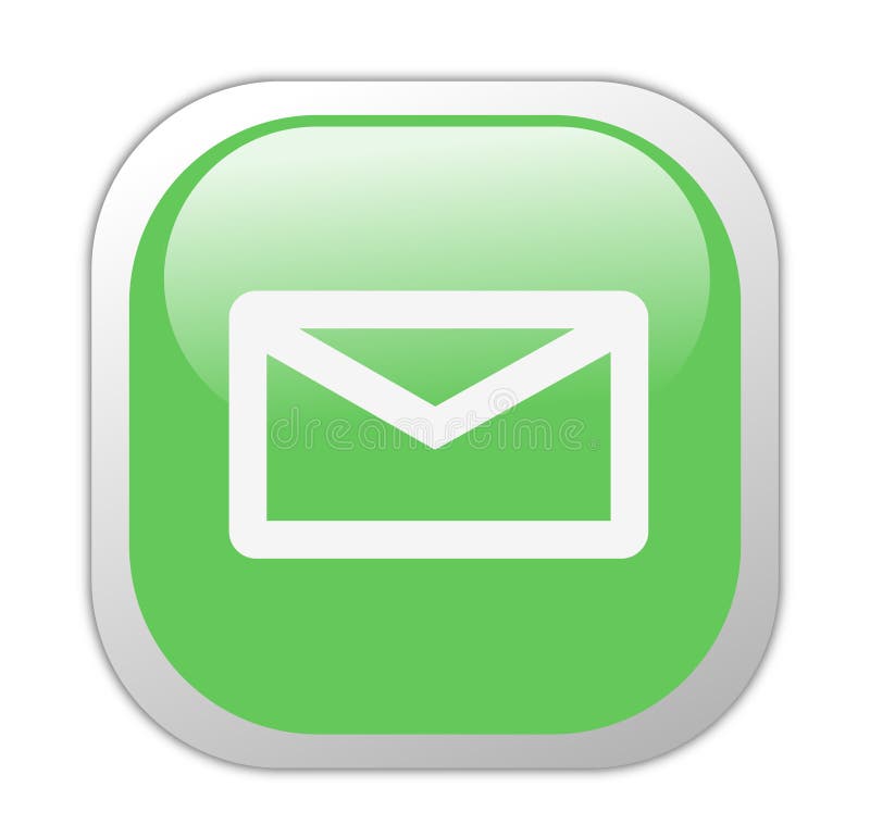 Glassy Green Square Email Icon Stock Illustration - Illustration of ...