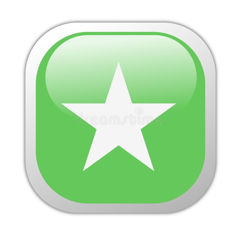 Glassy Green Square Star Icon Stock Illustration - Illustration of mark ...