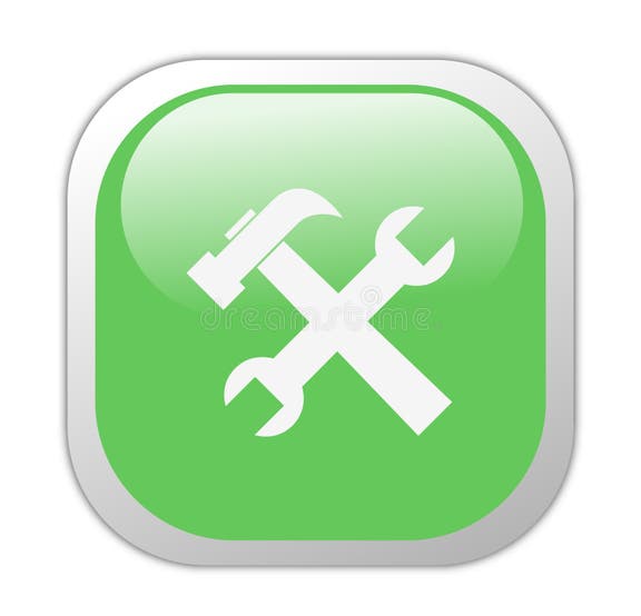 Glassy Green Square Tools Icon Stock Illustration - Illustration of ...