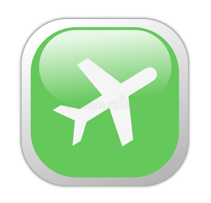 Glassy Green Square Travel Icon Stock Illustration - Illustration of ...