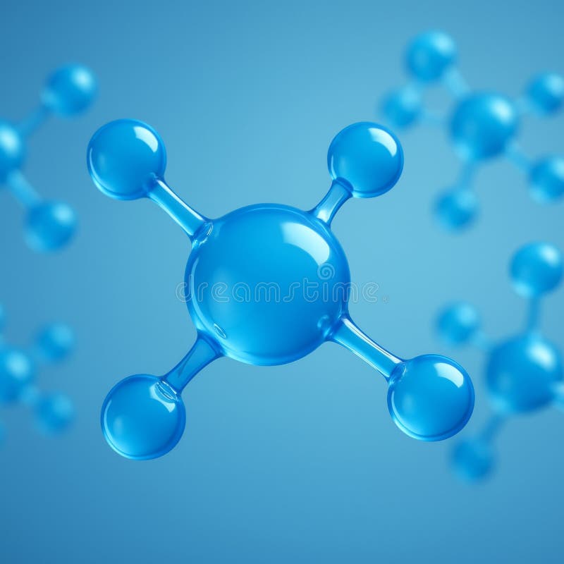 Glassy Molecule Structure with a Central Sphere and Four Connected ...