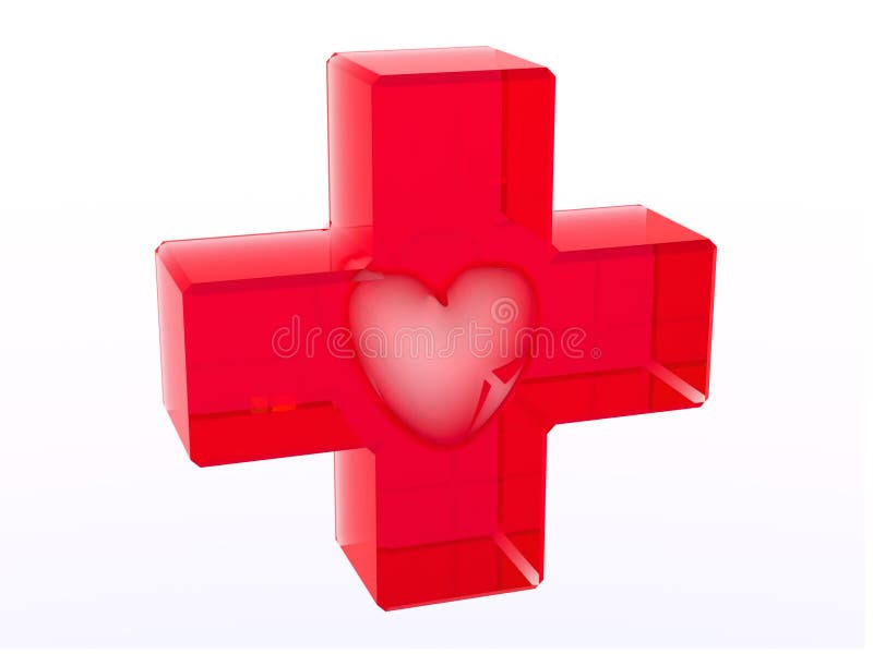 Heart and Medical Cross Sign on White Stock Illustration - Illustration ...