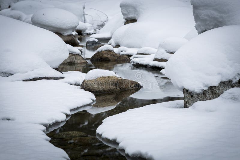 Glassy Stream Flows in Winter Stock Image - Image of stream, next ...
