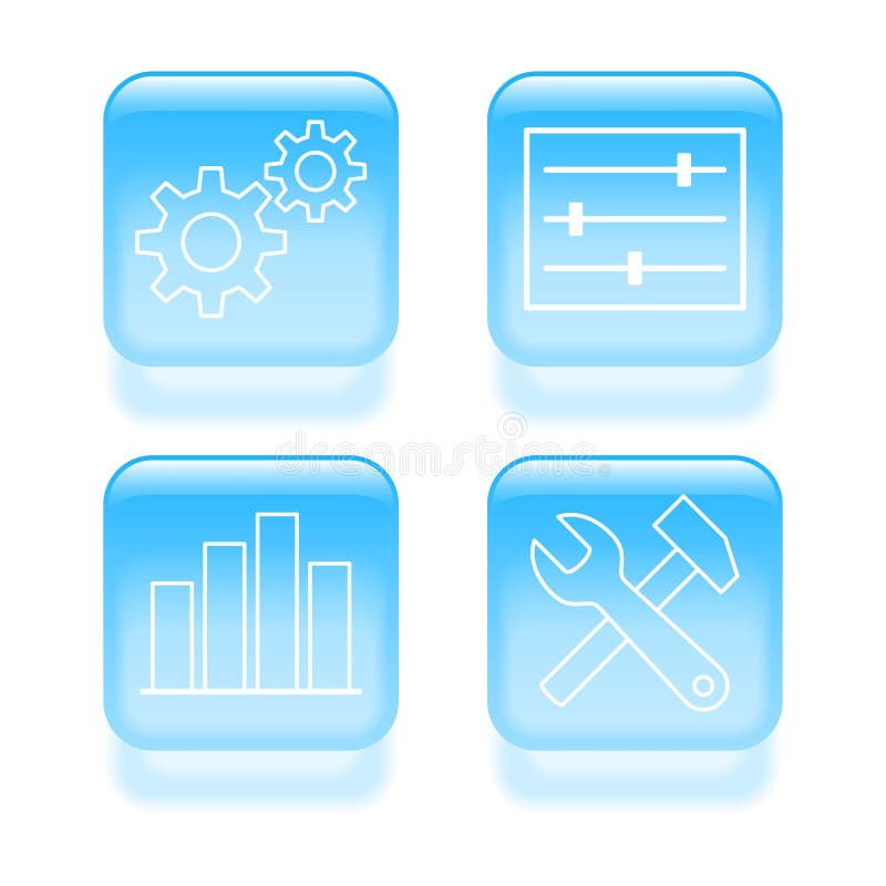 Glassy System Settings Icons. Stock Vector - Illustration of adjusting ...