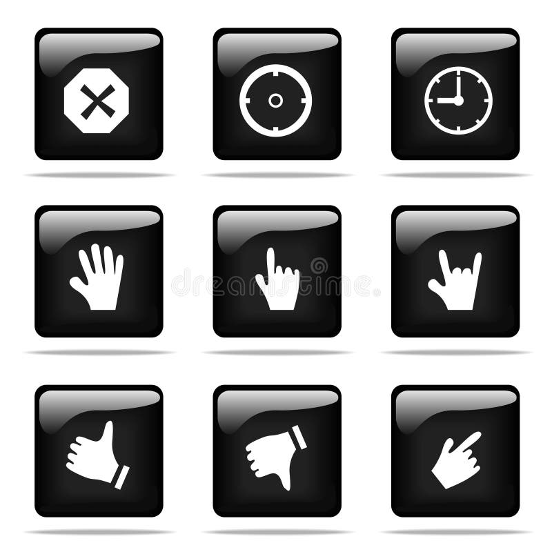 Glatte Tasten Mit Den Ikonen Eingestellt Vektor Abbildung ...