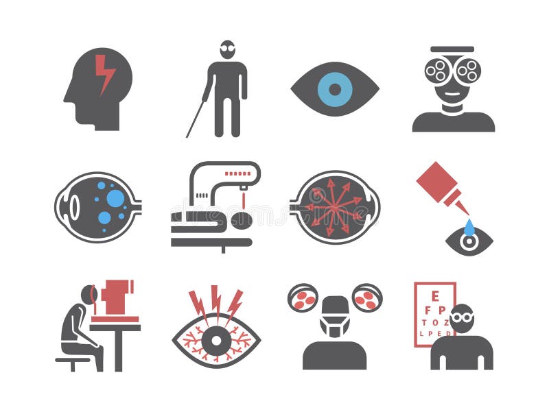Glaucoma. Symptoms, Treatment. Icons Set. Vector Signs for Web Graphics ...