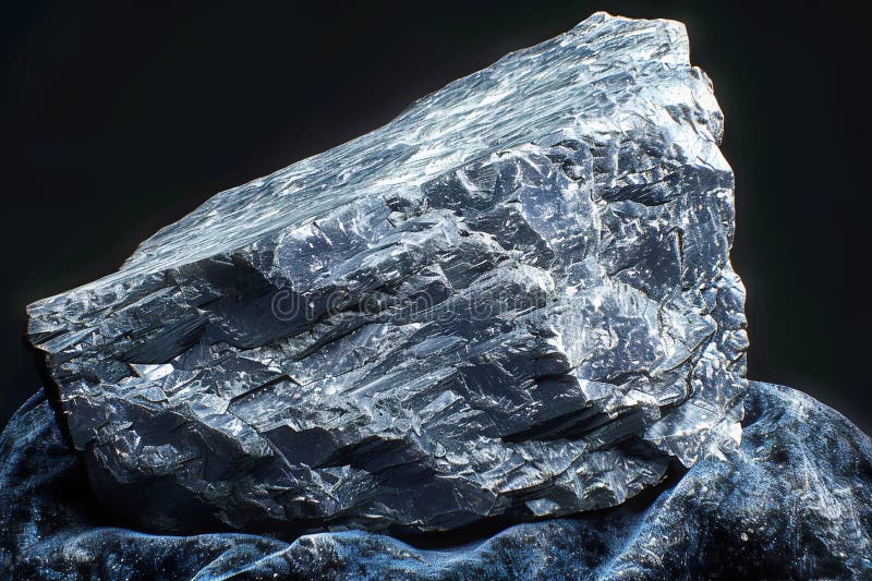 Glaucophane Stone Displayed Elegantly on Black Velvet with Intricate ...