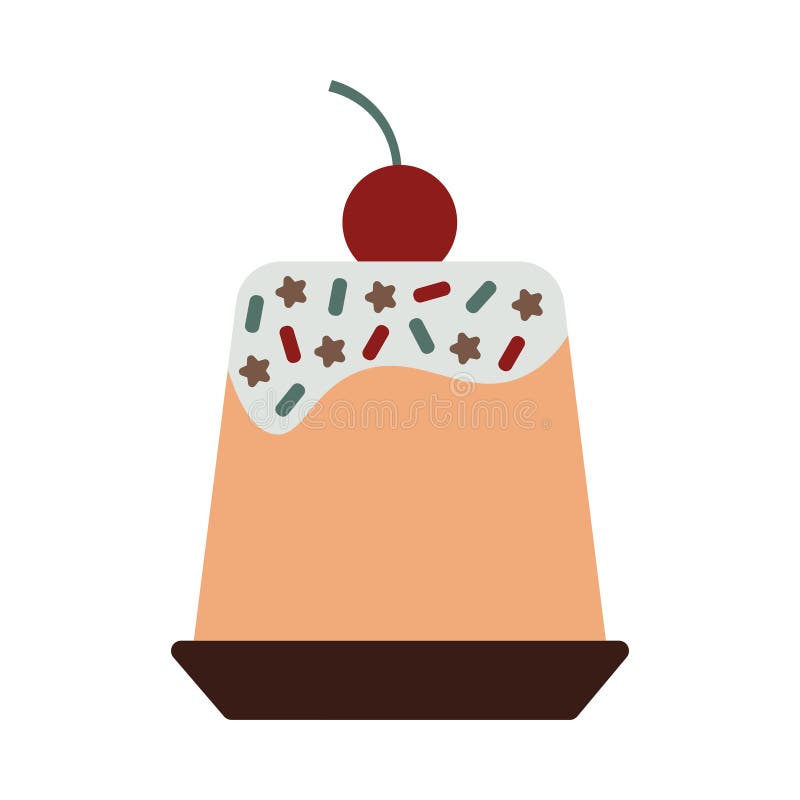 Glazed Cake with Cherry on Top in Solid Cartoon Style Stock Vector ...