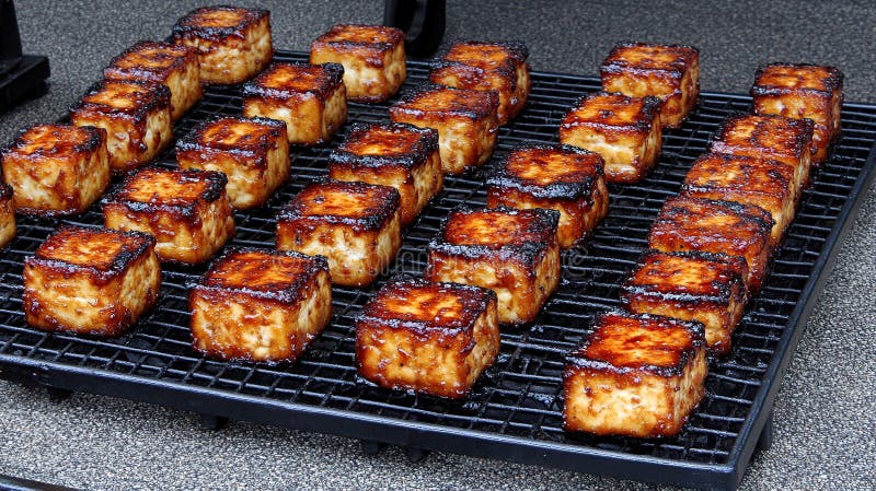 Glazed Cheese Cubes Cooling on Rack Outdoors Stock Photo - Image of ...