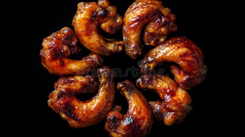 Glazed Chicken Wings Arranged in a Circular Pattern Stock Illustration ...