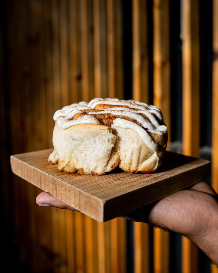 Glazed cinnamon roll stock image. Image of homemade - 265214407