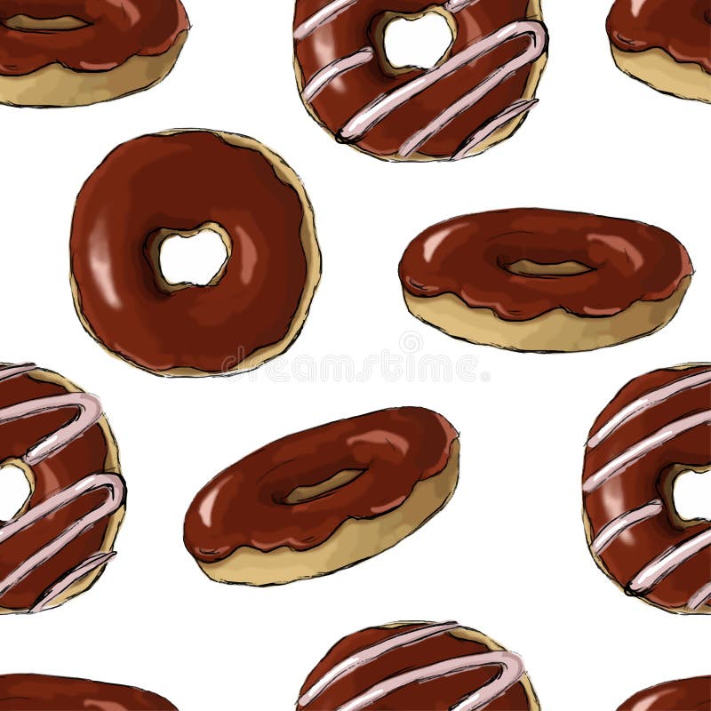 Donuts Seamless Pattern stock vector. Illustration of chocolate - 31935983