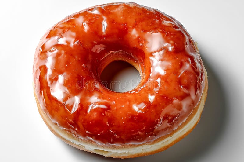 Glazed Donut Displayed Against Clean White Backdrop, Highlighting Its ...