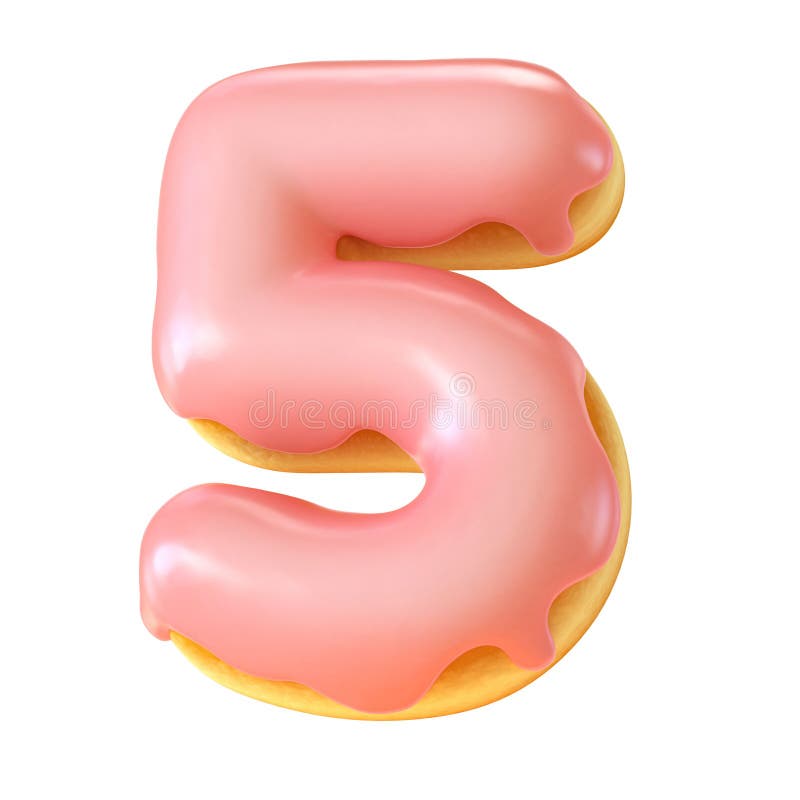 Glazed Donut Font 3d Rendering Number 5 Stock Illustration ...