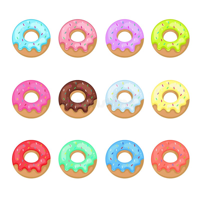 Glazed Donuts Colorful Set. Vector Illustration. Eps10 Stock Vector ...