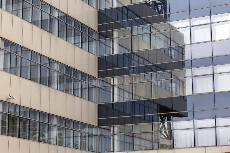 Glazed Facade of a Modern Building, Urban Architecture. Stock Image ...