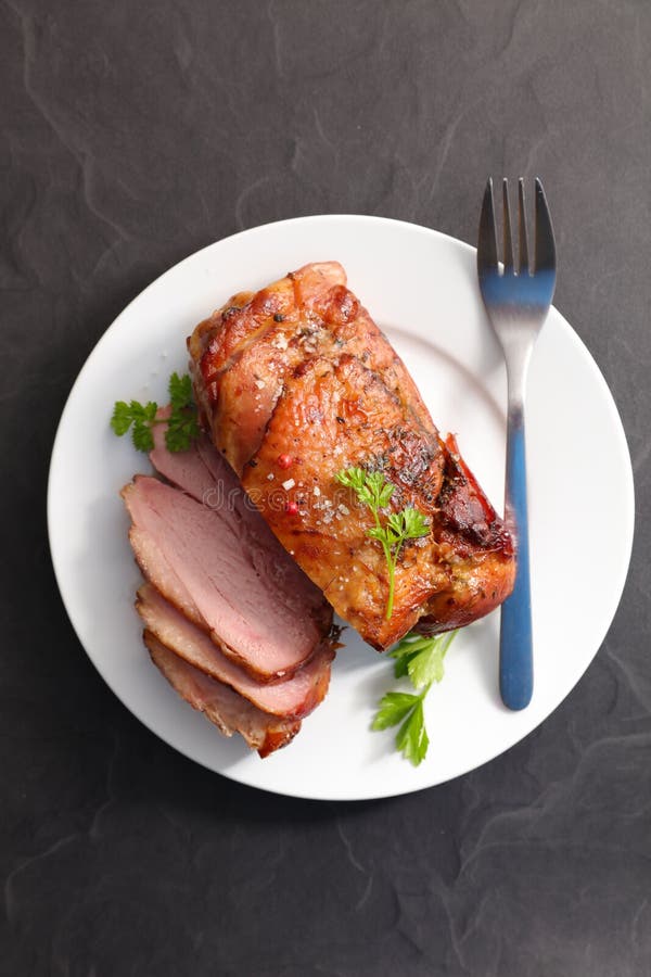 Glazed ham sliced stock photo. Image of dinner, food - 128959138