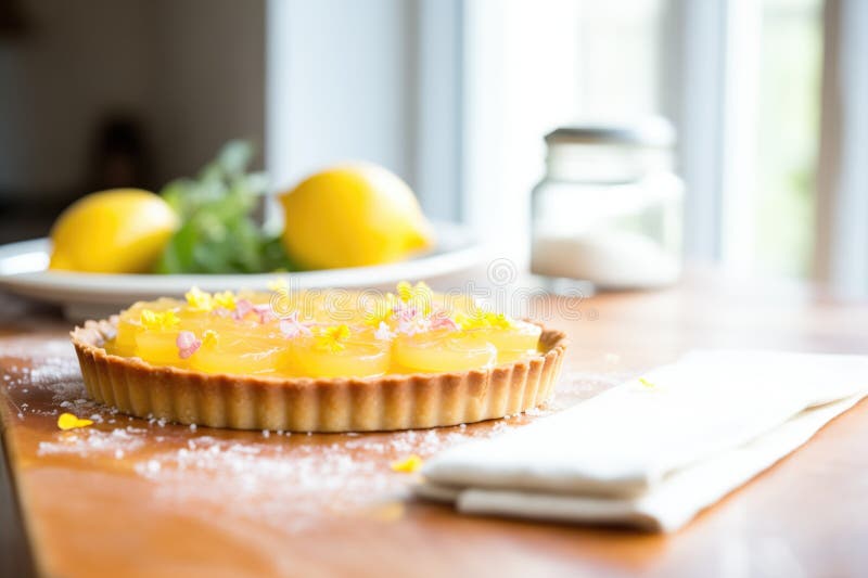 Glazed Lemon Tart Glistening in Natural Light Stock Image - Image of ...
