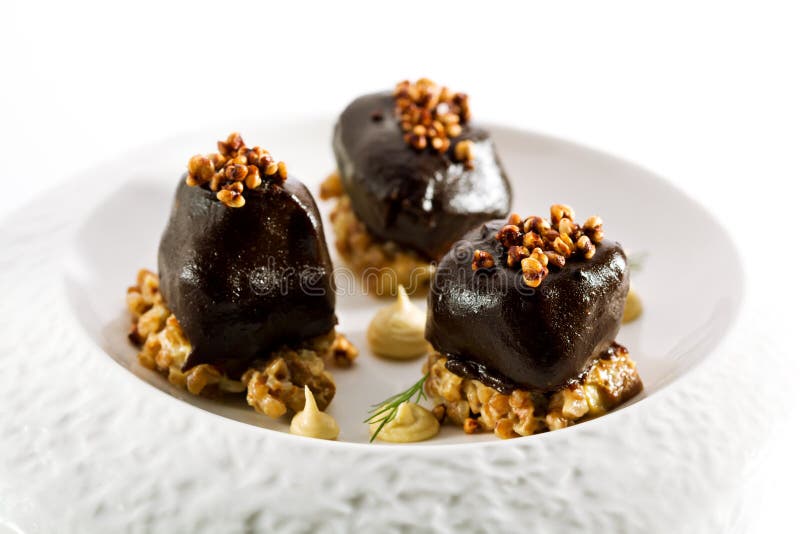 Glazed Meat Slice stock image. Image of dish, main, mushrooms - 74188711