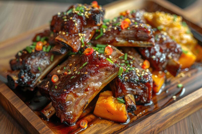 Glazed Pork Ribs with Pumpkin, Ideal for a Gourmet Meal Stock ...