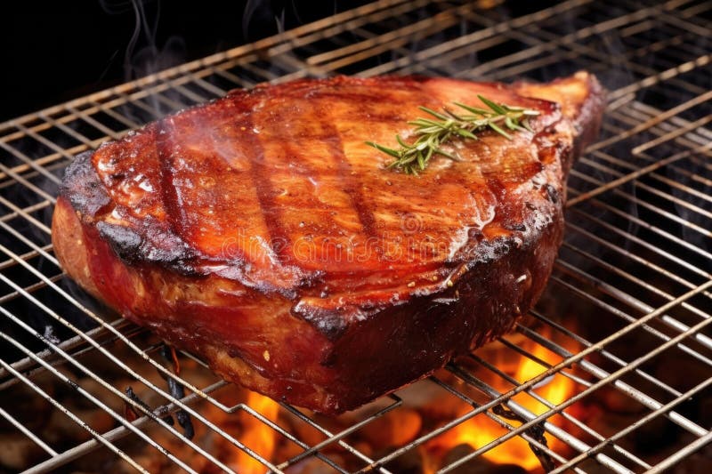Glazed Porterhouse Steak on a Smoker Rack Stock Photo - Image of juicy ...