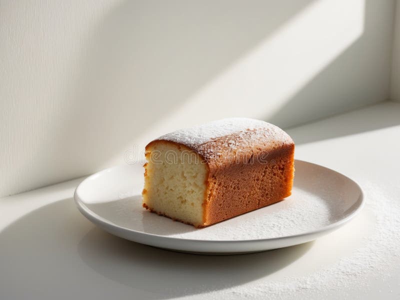 Glazed Pound Cake Slice with Powdered Sugar Stock Photo - Image of ...