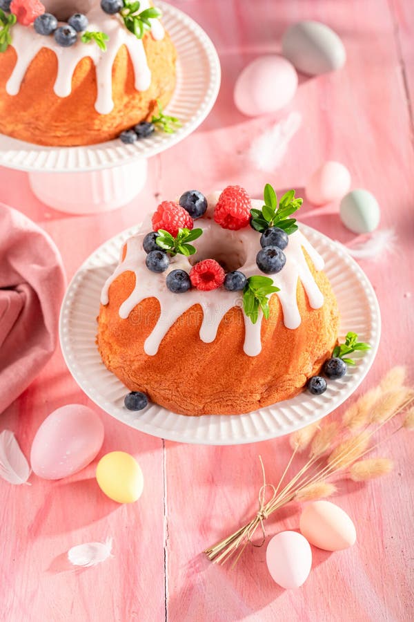 Glazed Ring Cake for Easter As Perfect Easter Card Stock Image - Image ...