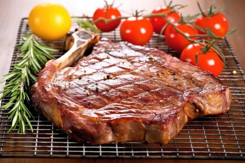 Glazed T-bone Steak Showing Clear Grill Marks Stock Image - Image of ...