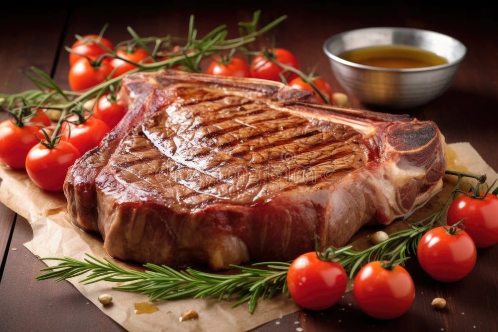 Glazed T-bone Steak Showing Clear Grill Marks Stock Photo - Image of ...