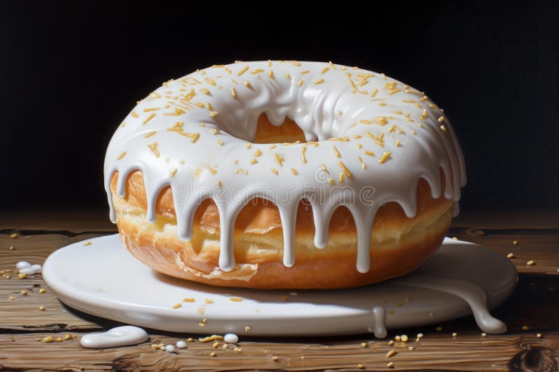 Glazed White Donut on Dark Background Stock Image - Image of breakfast ...