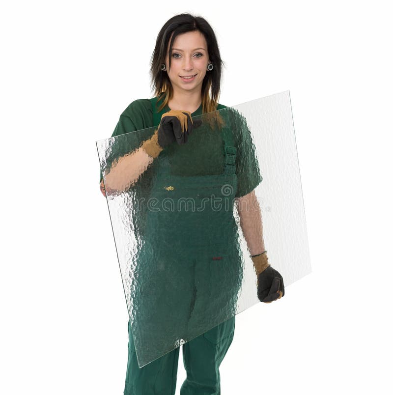 Glazenmaker Met Ruit Van Glas Stock Foto - Image of glas, glazenmaker ...