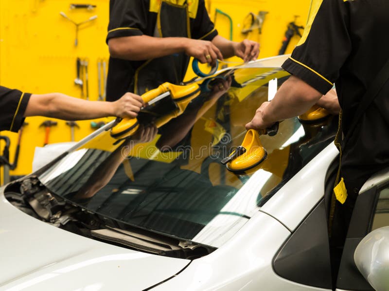 Glazier is Repairing Windshield of the Car Stock Photo - Image of ...