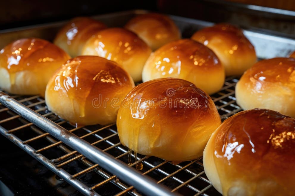 Glazing Bread Rolls with Egg Wash for a Shiny Finish Stock Image ...