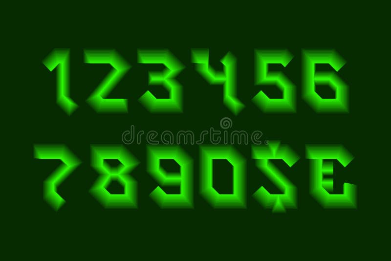 Green Glow Alphabet with Numbers and Currency Signs. Neon Vibrant Font ...