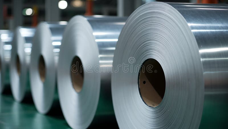 Gleaming Aluminum Sheets Stacked in Industrial Storage Stock ...