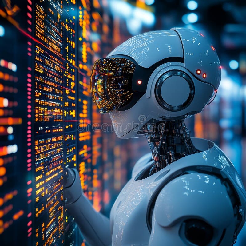 Robot Data Analysis stock illustration. Illustration of neural - 335539598