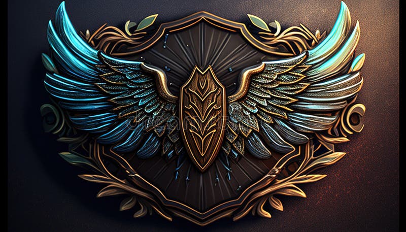 Gleaming Badge with Wings Radiates Strength Stock Illustration ...