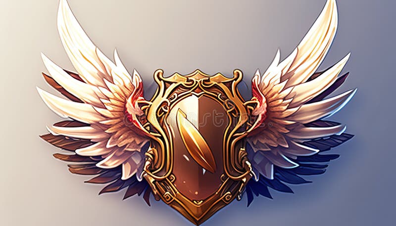 Gleaming Badge with Wings Radiates Strength Stock Illustration ...