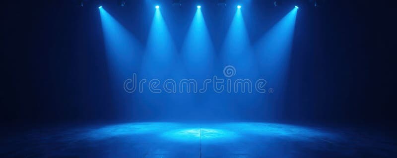 Gleaming Blue Stage Lights, Stark Shadow Contrast, Night, Lighting ...