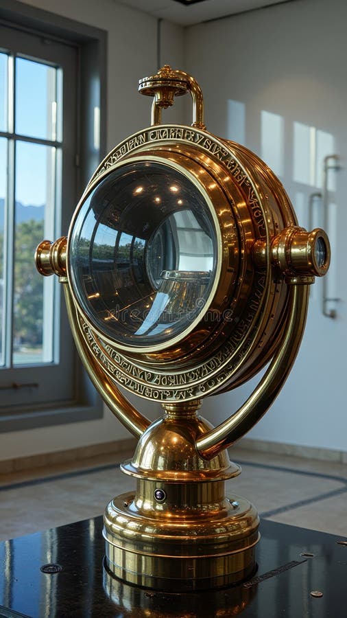 Gleaming Brass Sextant in Sunlit Room with Large Windows Stock Photo ...