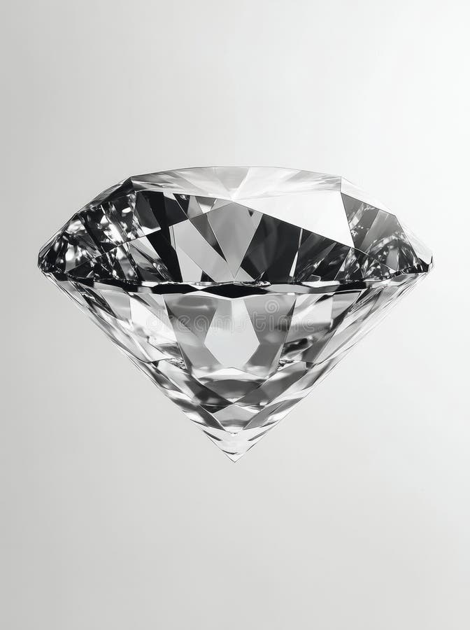 Gleaming Brilliant-cut Diamond on Subtle Gray Background Highlighting ...