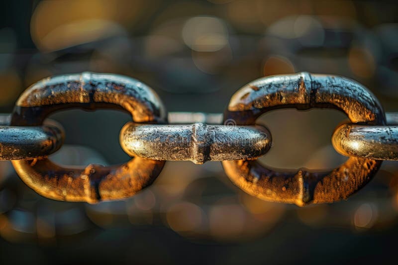 Gleaming Chain Link Close-up Symbolizing Interconnectedness of Humanity ...