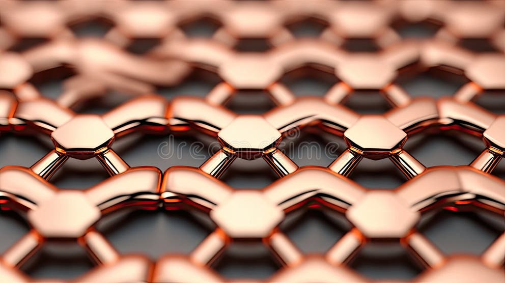 Gleaming Copper Hexagonal Grid: Abstract Geometric Pattern, Metallic Texture Stock Illustration ...