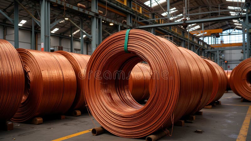 Gleaming Copper Wire Spools in Industrial Storage Area Stock ...