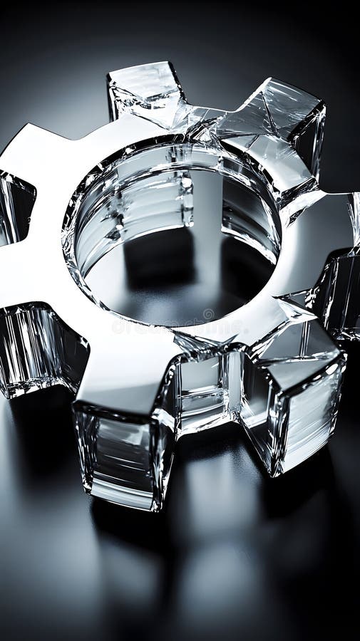 Gleaming Crystal Gear on a Dark Surface Stock Photo - Image of fine ...