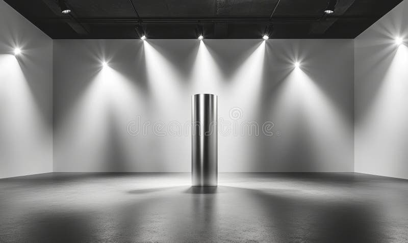 Gleaming Cylinder, Bright Light Streams, and Glossy Floor Stock Photo ...