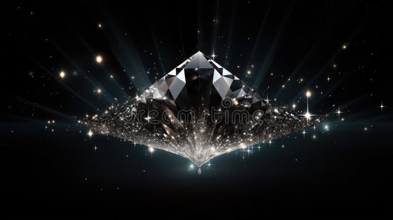 Gleaming Diamond Burst in Cosmic Space. a Single Radiant Diamond ...