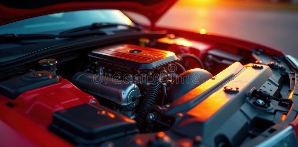 Gleaming Engine Bay, Warm Light Illuminates Components, Design ...