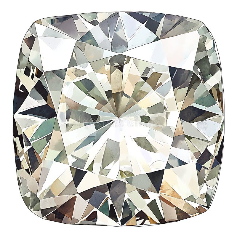 Gleaming Facets of a Brilliant Gemstone Captured in a Unique Artistic Style Stock Illustration ...
